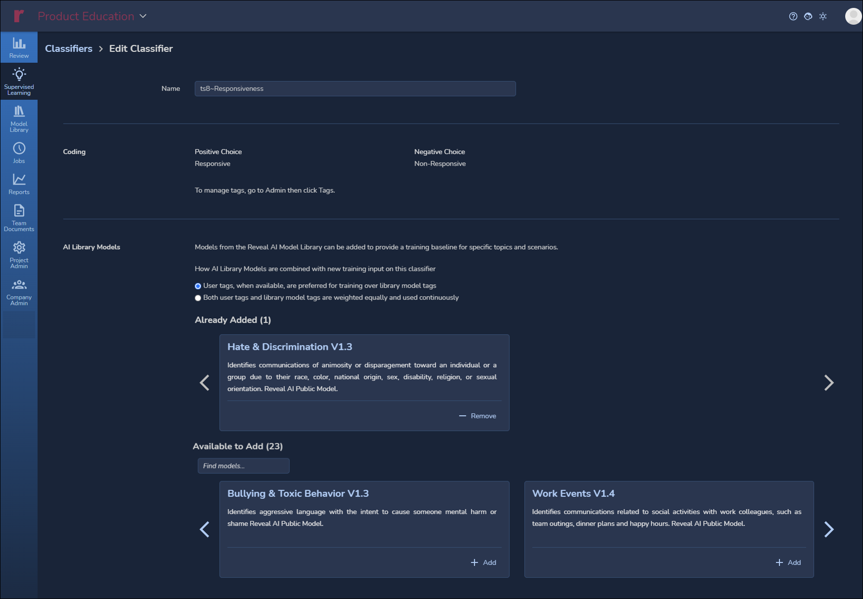 Classifier Configuration